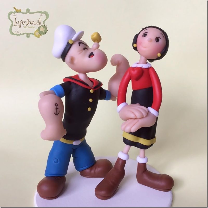 Cute Popeye and Olive Oyl Wedding Cake Topper - Between The Pages Blog