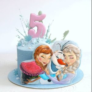 Elsa 4th Birthday Cake with Pink Hearts - Between The Pages Blog