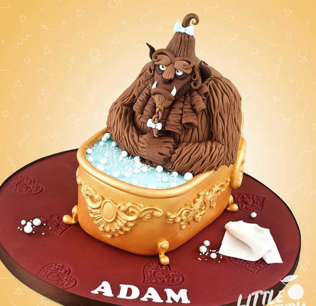 Adorable Beast Takes a Bubble Bath Cake - Between The Pages Blog