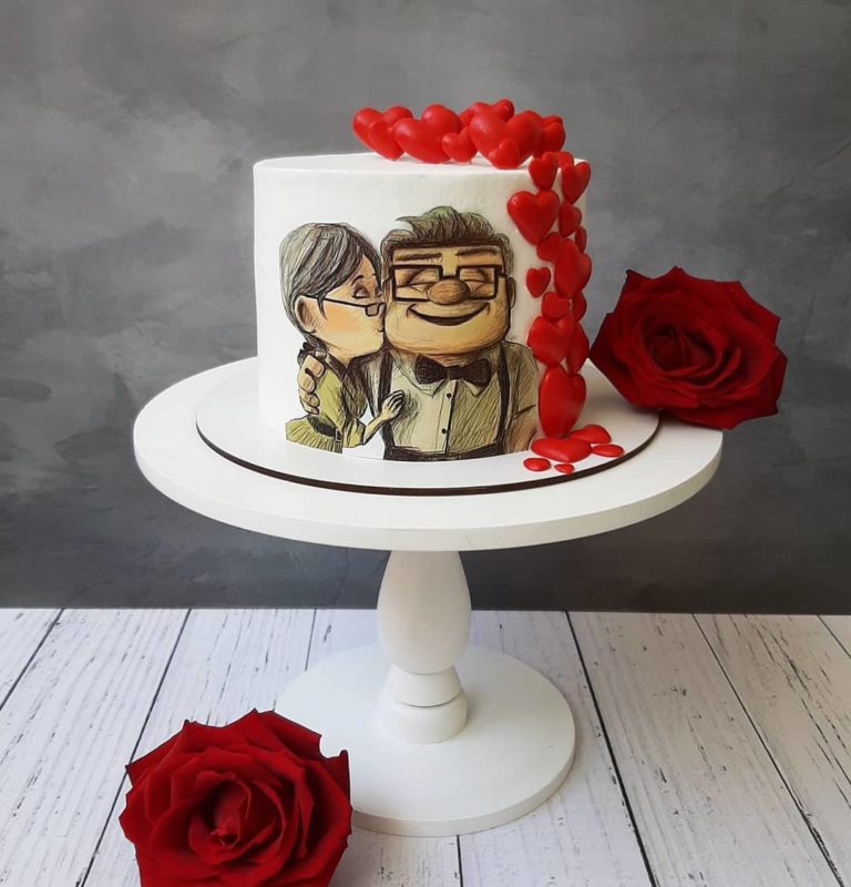 Ellie and Carl Valentine Cake - Between The Pages Blog