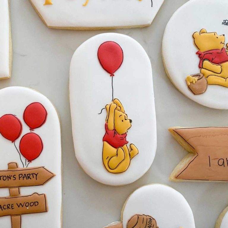 White Gold & Red Pooh Cookies - Between The Pages Blog