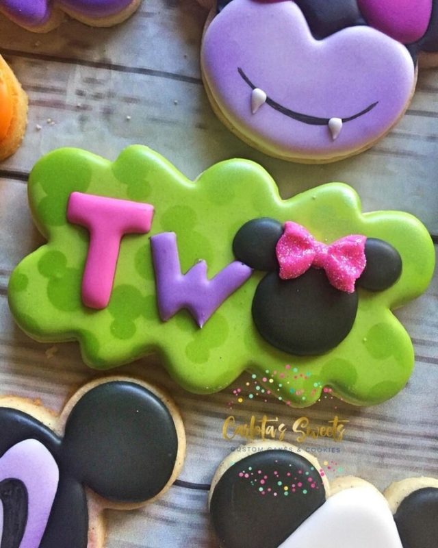 Green & Pink Mickey & Minnie Halloween Cookies - Between The Pages Blog